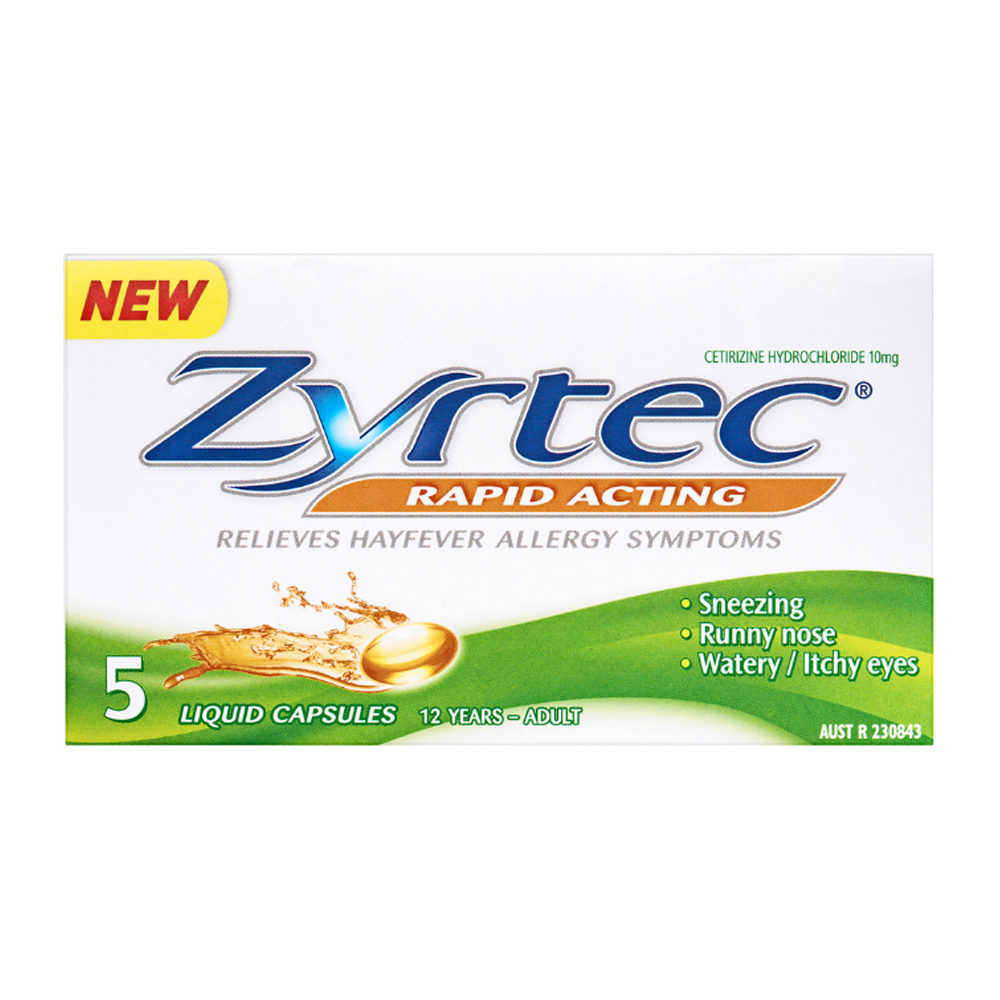 Buy Zyrtec Rapid Acting Hayfever & Allergy Liquid Capsules 5 Pack Australia