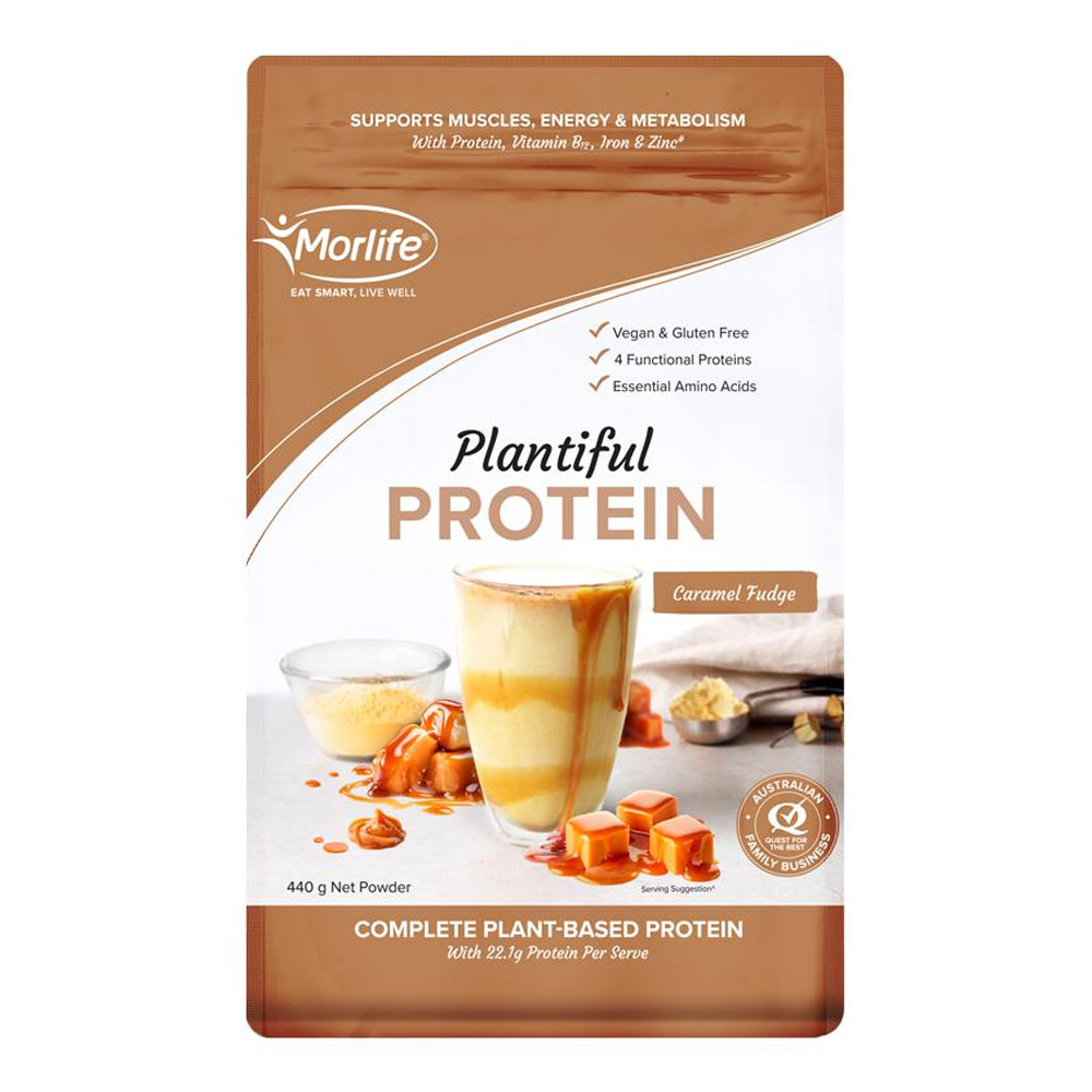 Buy Morlife Plantiful Protein Powder Caramel Fudge 440 gm Australia