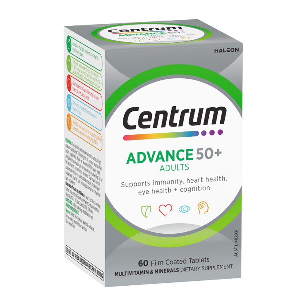 Buy Centrum Advance 50+ Adults Multivitamins 60 Tablets Australia